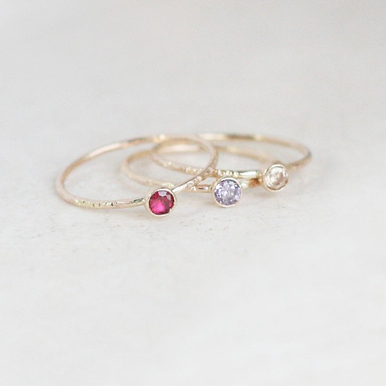 Stackable Gold Ring. Birthstone Ring. ONE Gemstone Ring. | Etsy