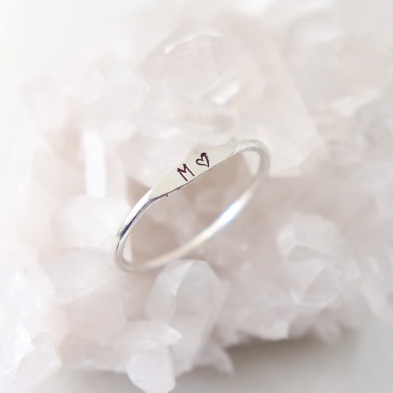Personalized Initial Ring. Stack Ring. Letter Ring. SILVER | Etsy