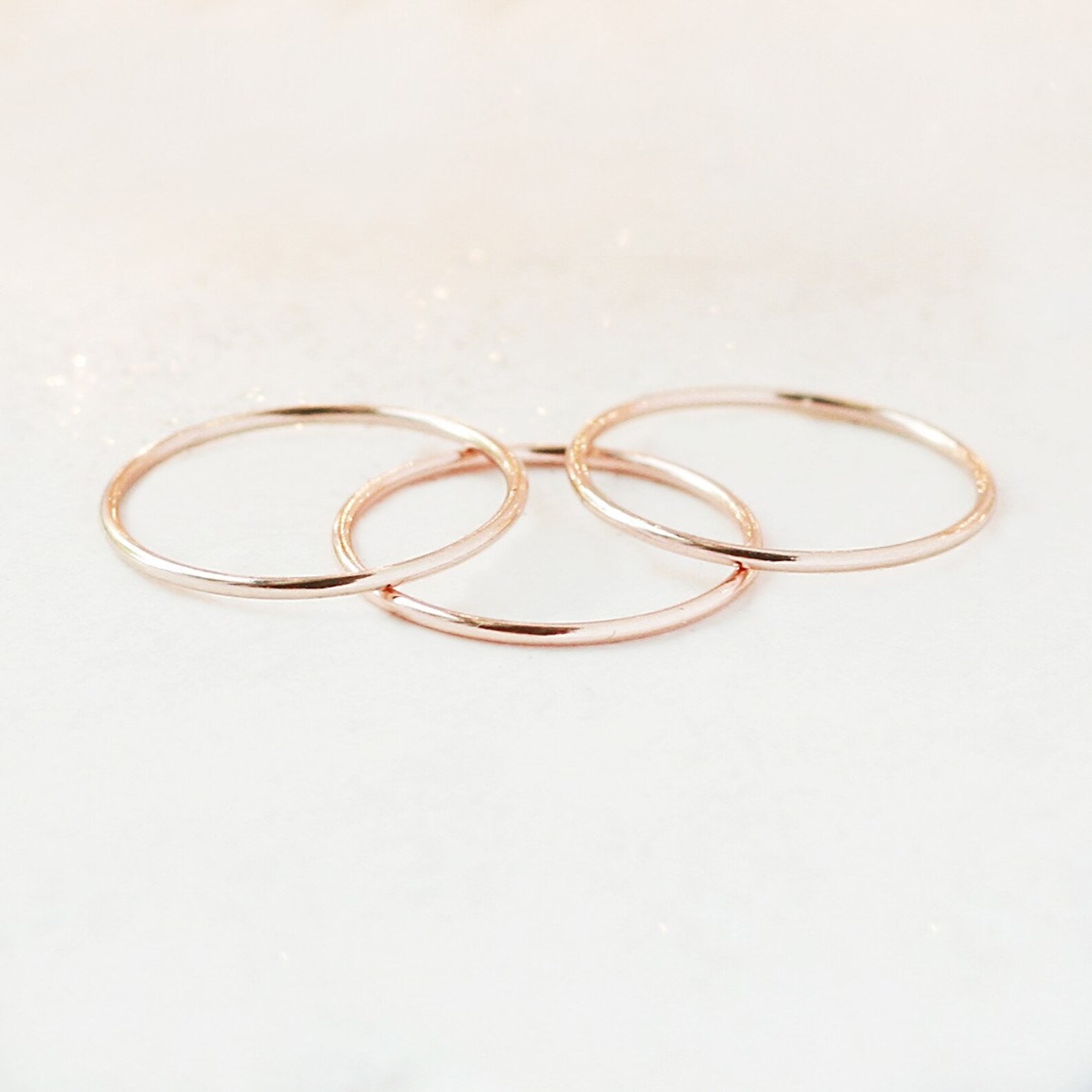 ROSE gold stacking rings set. THREE smooth 14k gold filled | Etsy