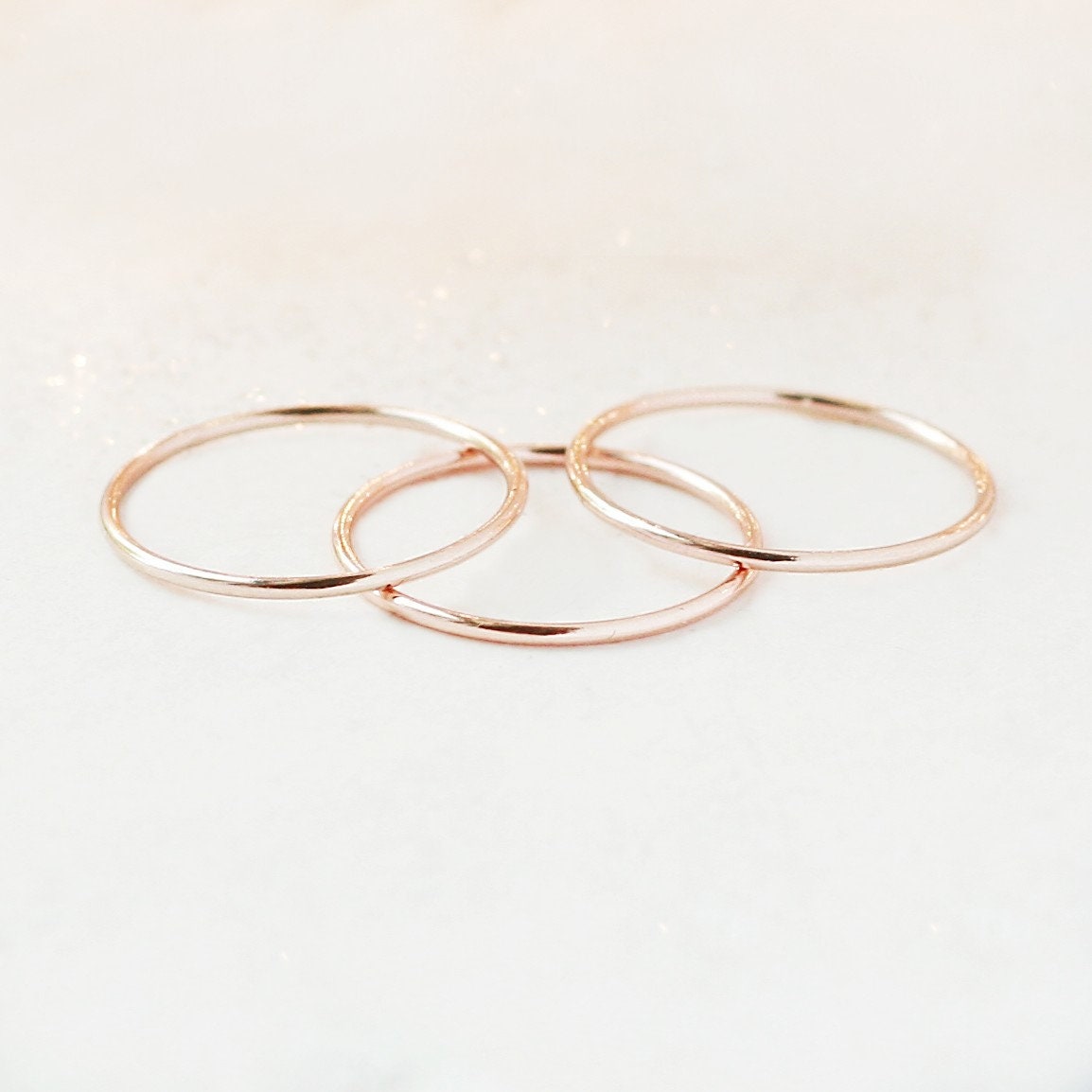 ROSE Gold Stacking Rings Set. THREE Smooth 14k Gold Filled | Etsy