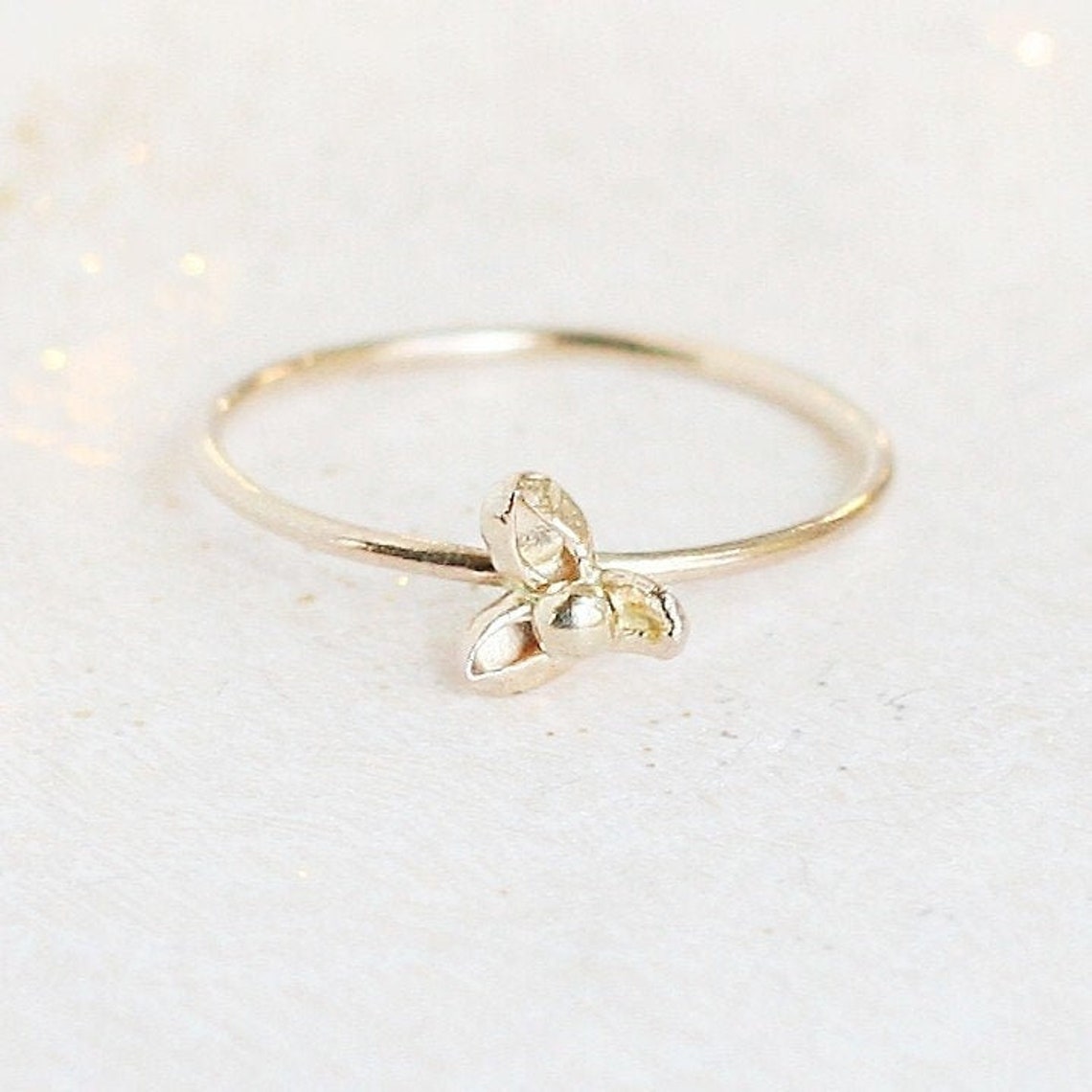 Gold Hydrangea Ring. Stacking Ring. Minimalist SOLID 14k Gold | Etsy