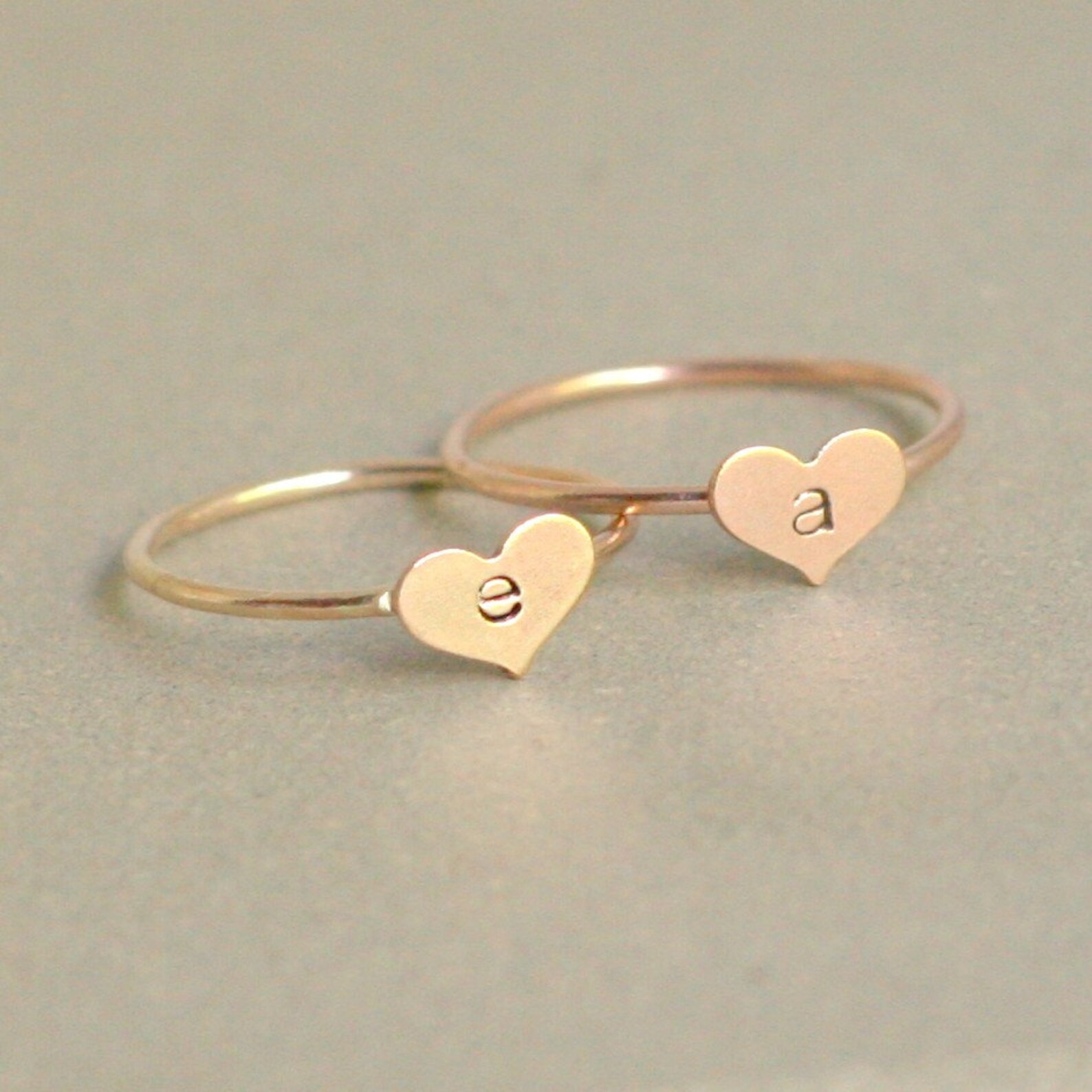 Personalized GOLD Heart Ring. Initial Ring. YELLOW Gold Best - Etsy