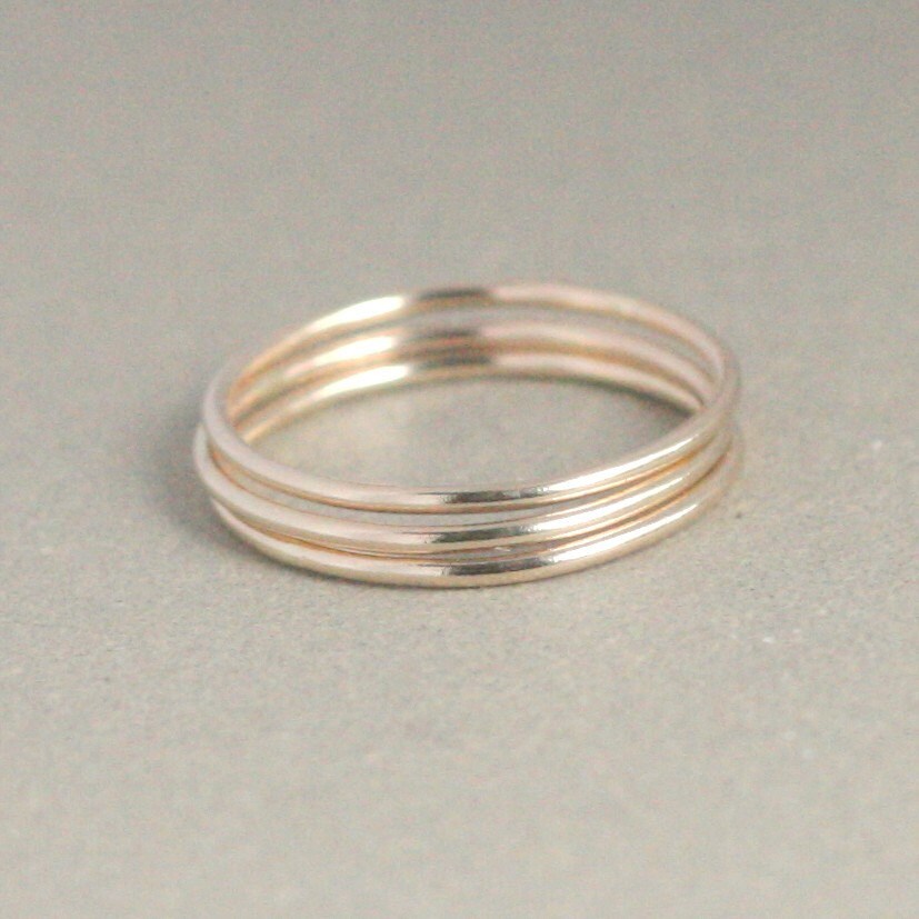 ROSE gold stacking rings set. THREE smooth 14k gold filled | Etsy