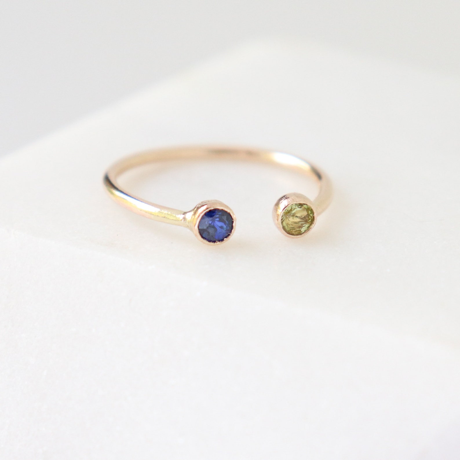 Dual Birthstone Ring. GOLD. Personalized Two Stone Ring. - Etsy UK
