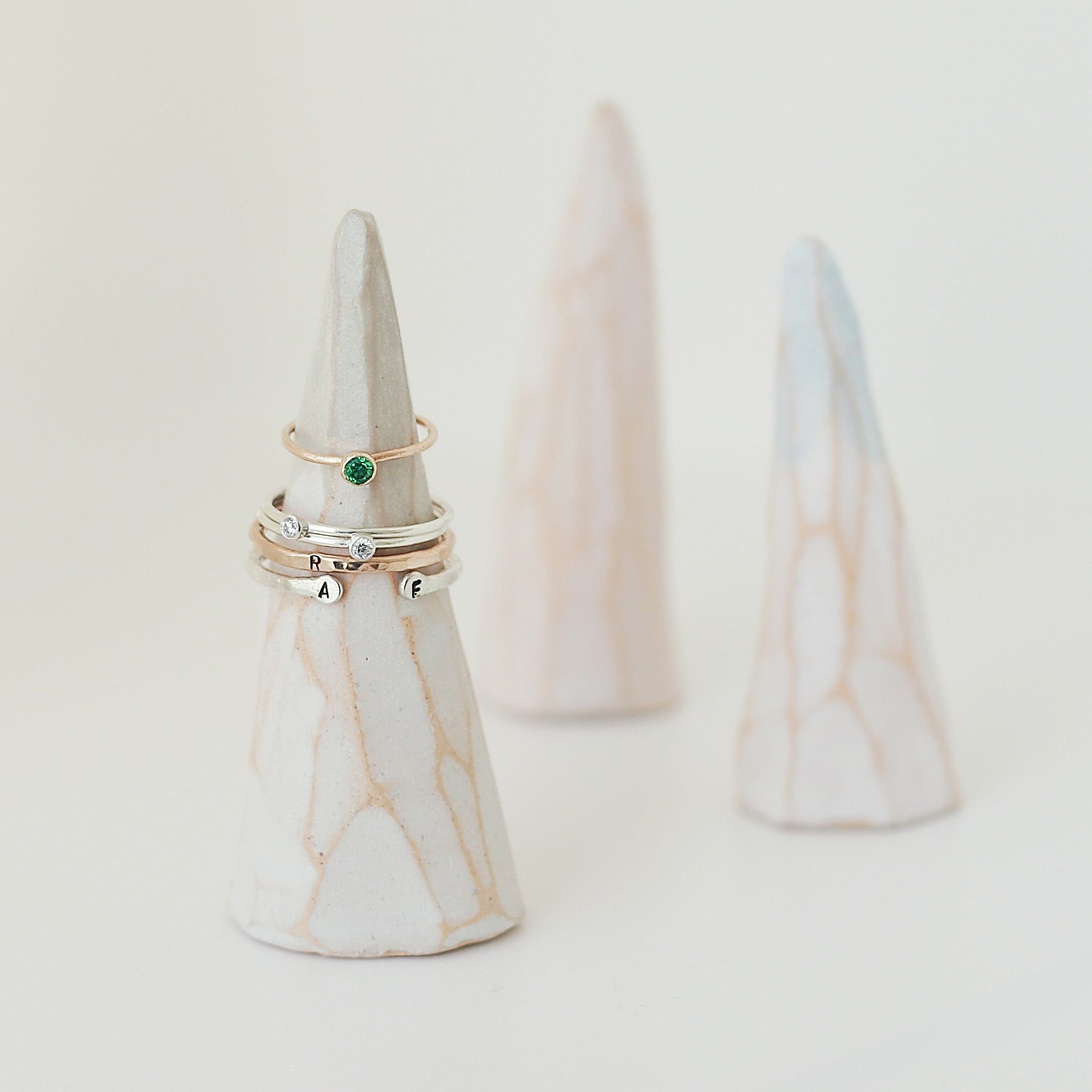 Ring Holder. Ceramic Ring Cone. Geometric Mountain Peak. Ring Dish ...