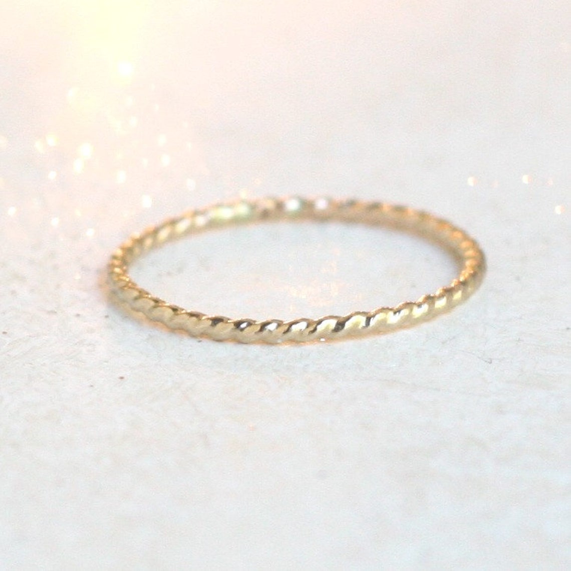 SOLID 14k Gold Twist Ring. Wedding Ring. Wedding Band. Stackable Gold ...