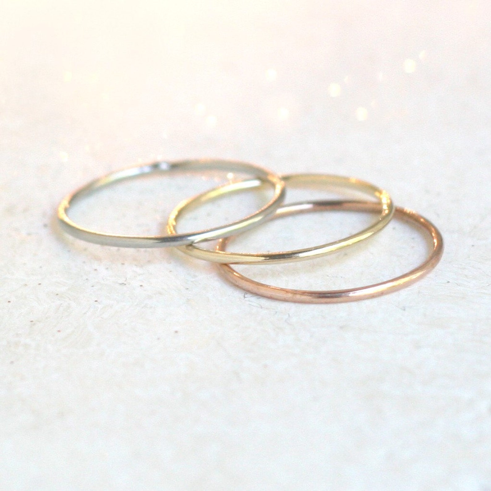 Wedding Band / Stacking Ring / SOLID 14k Gold / 1mm Stackable ...