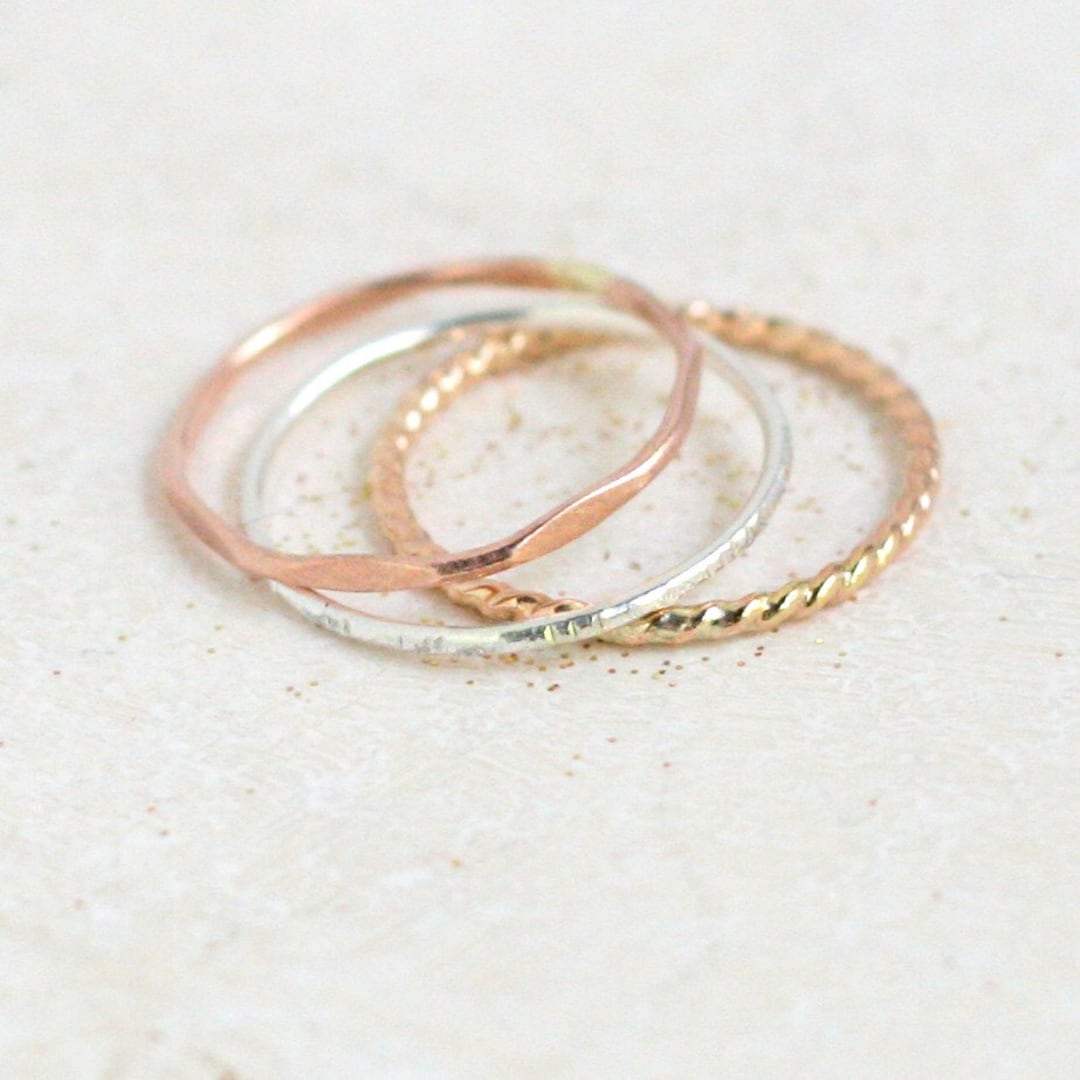 Stackable Rings. GOLD, SILVER, ROSE Set of Stacking Rings. Mixed Metal ...