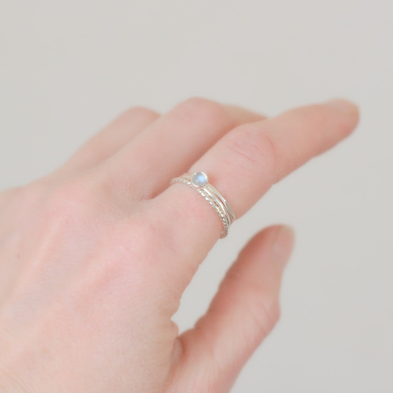 Moonstone Stacking Ring SET / Stackable Rings. Gemstone Ring. - Etsy