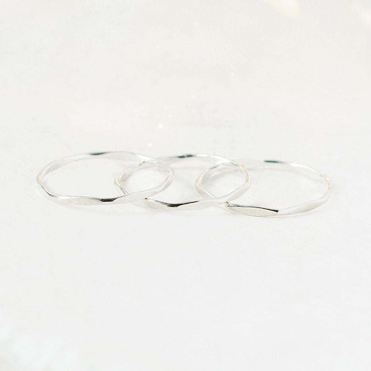 Stacking rings. sterling silver. super skinny set of THREE. | Etsy