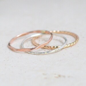 Stackable Rings. GOLD, SILVER, ROSE Set of Stacking Rings. Mixed Metal ...