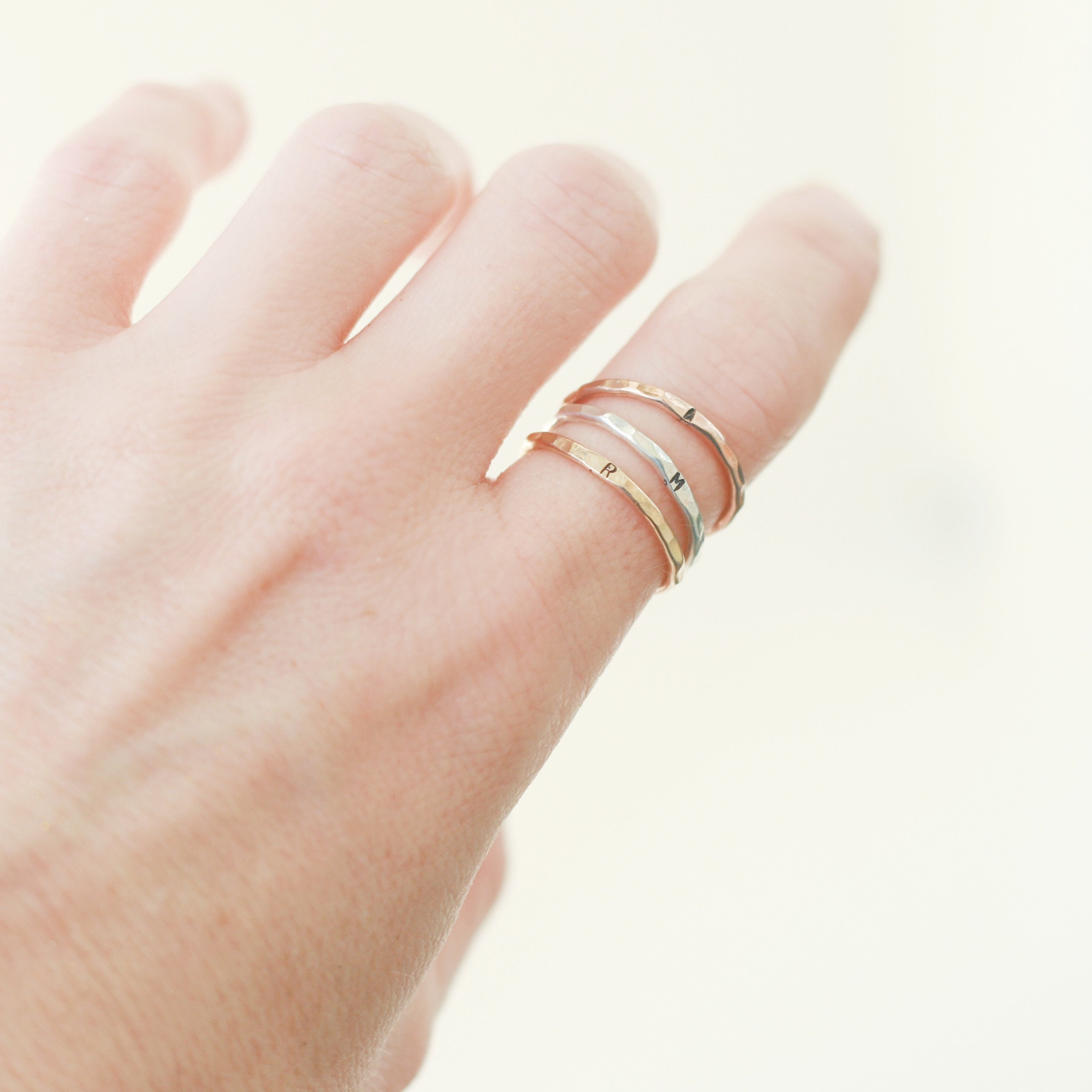 Custom personalized ring. stackable initial ring. SILVER GOLD | Etsy