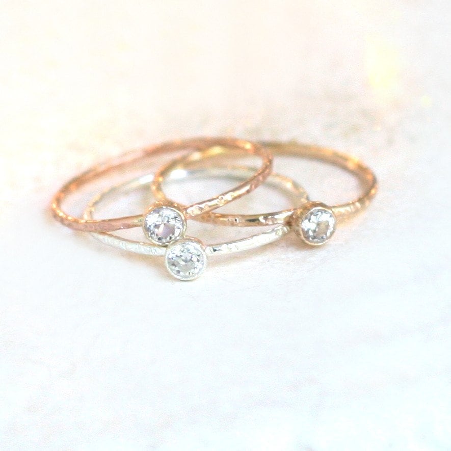 stacking ring set. THREE rings. gold silver rose gold rings. | Etsy