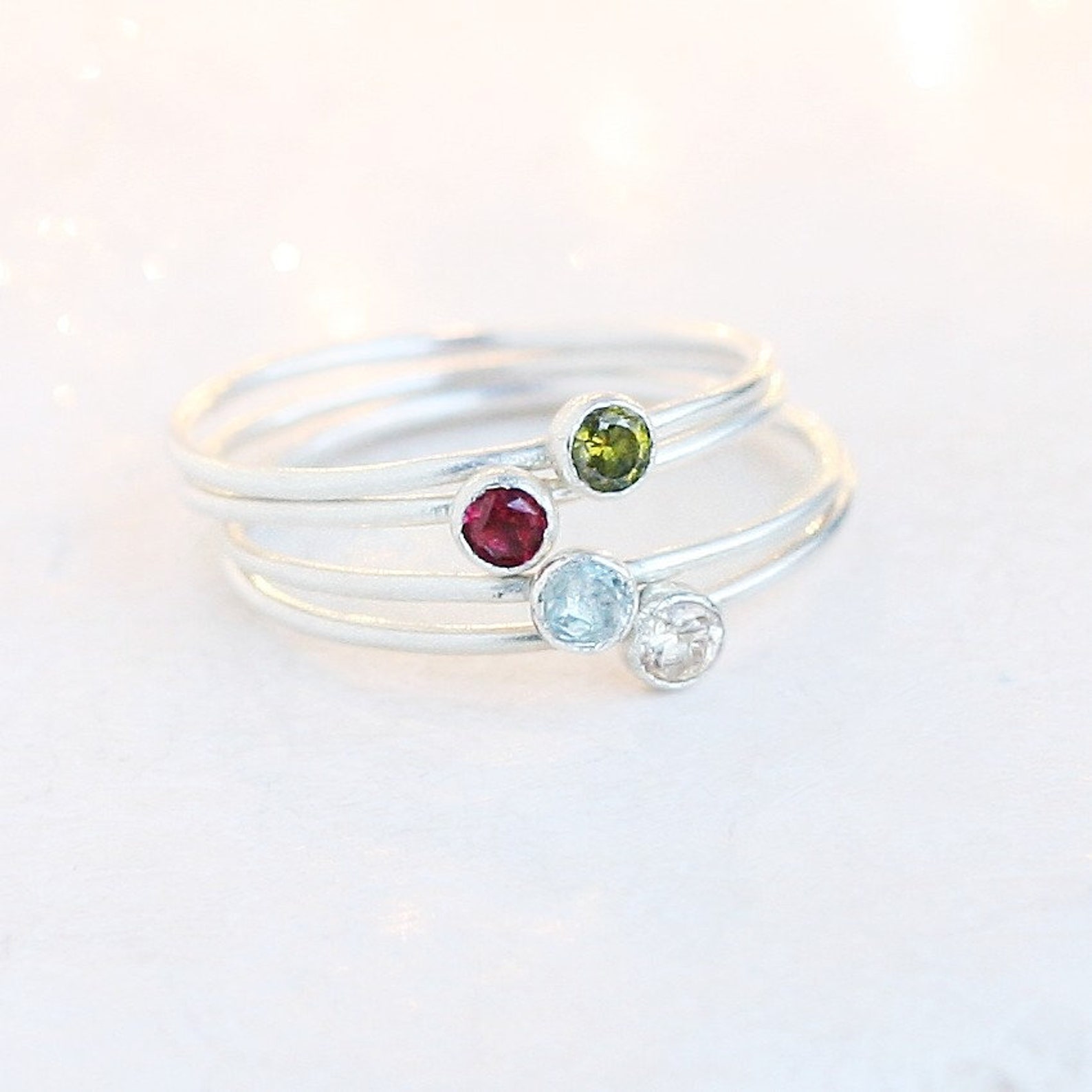 Birthstone ring. ONE stackable birthstone gemstone ring. | Etsy Birthstone ring. ONE stackable birthstone gemstone ring. | Etsy
