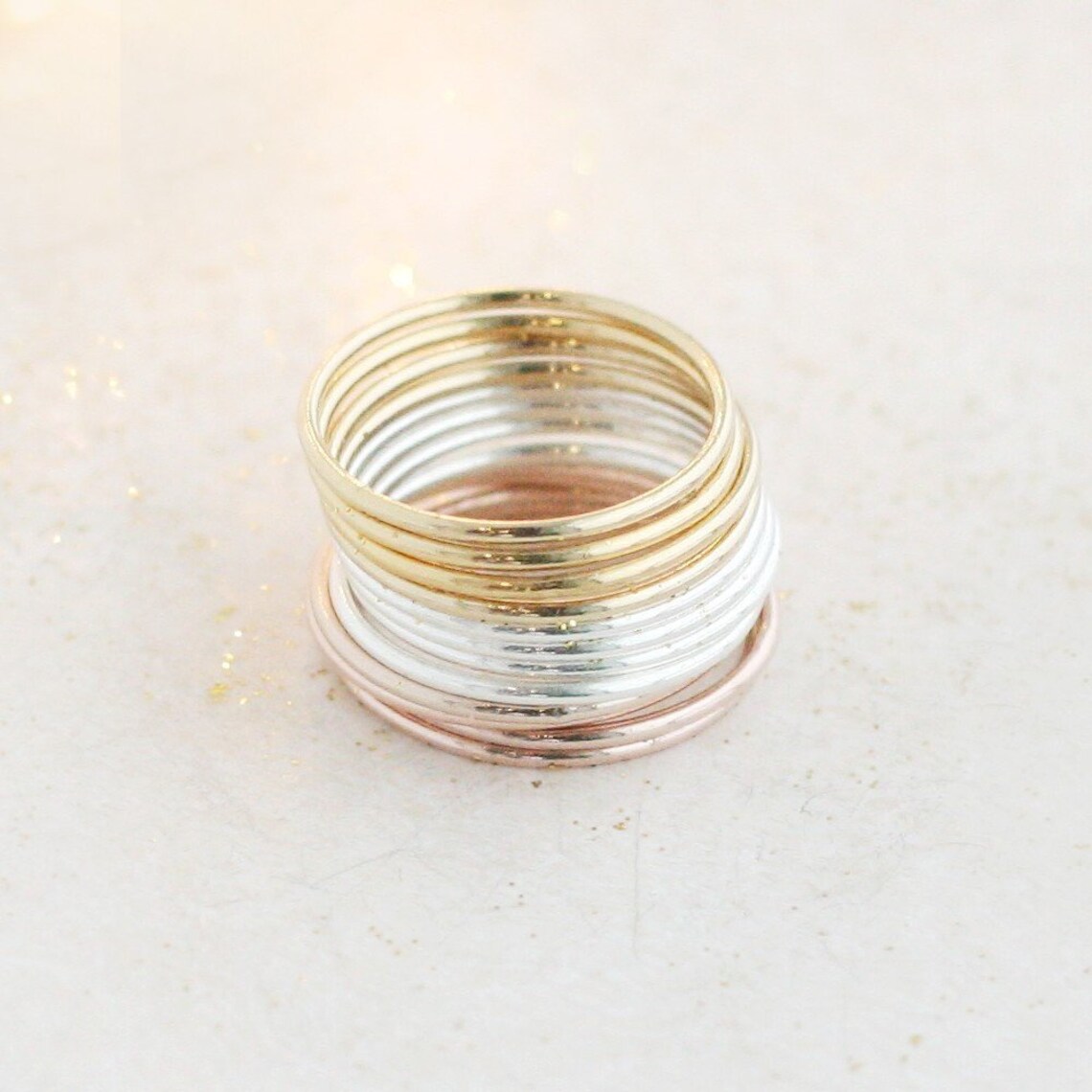 Stacking Rings. Set of TWELVE. SILVER & GOLD Stackable Rings. - Etsy
