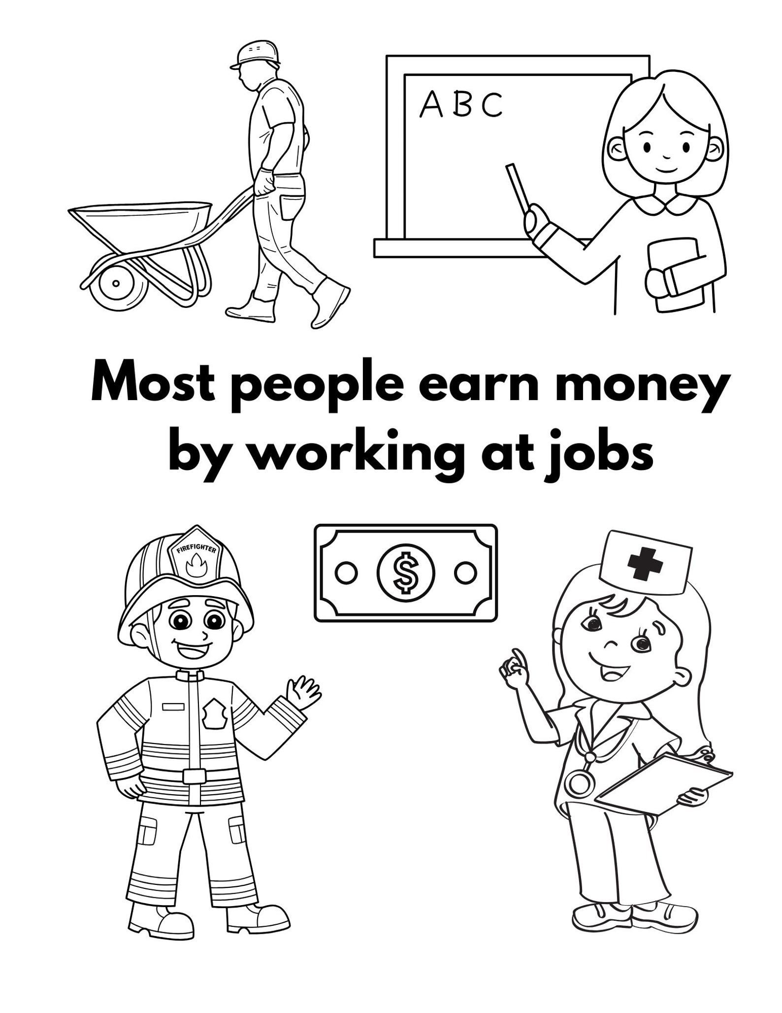 Educational Finance and Money Coloring Pages for Kids. Set of 10 ...