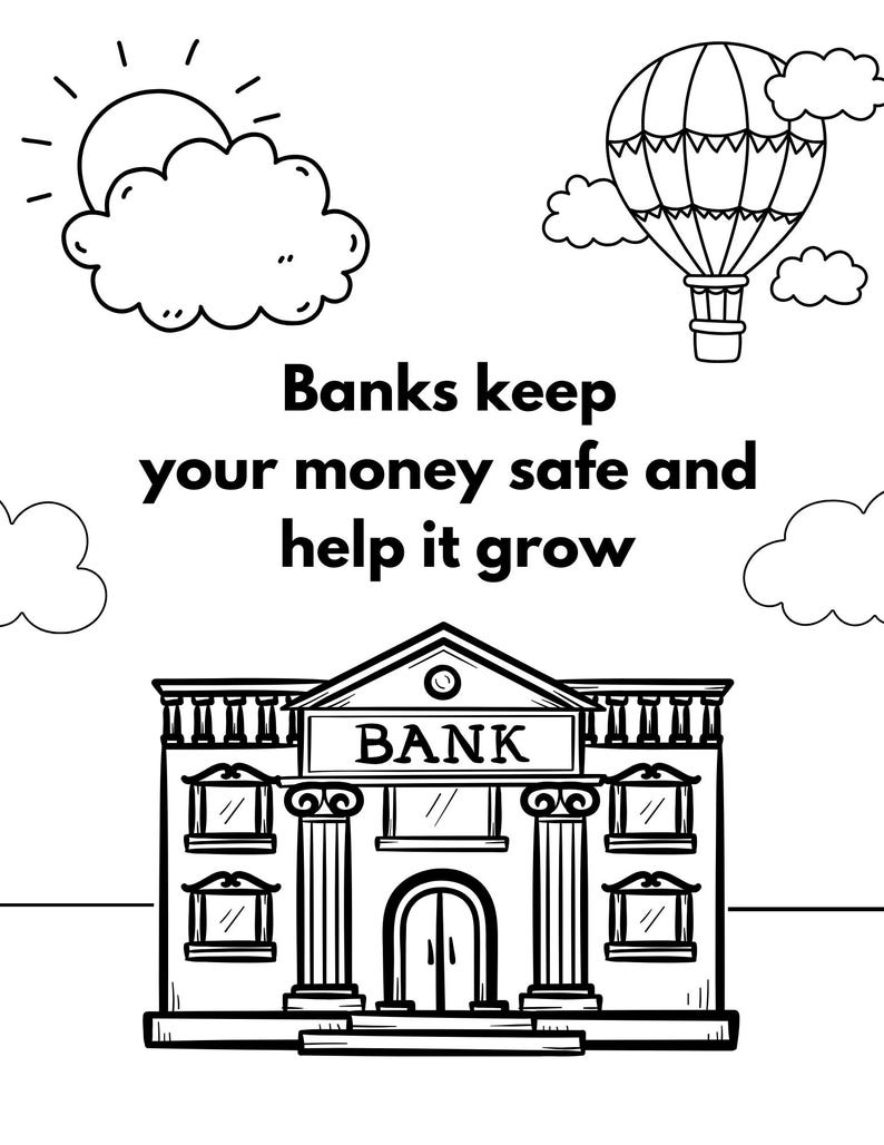 Educational Finance and Money Coloring Pages for Kids. Set of 10 ...