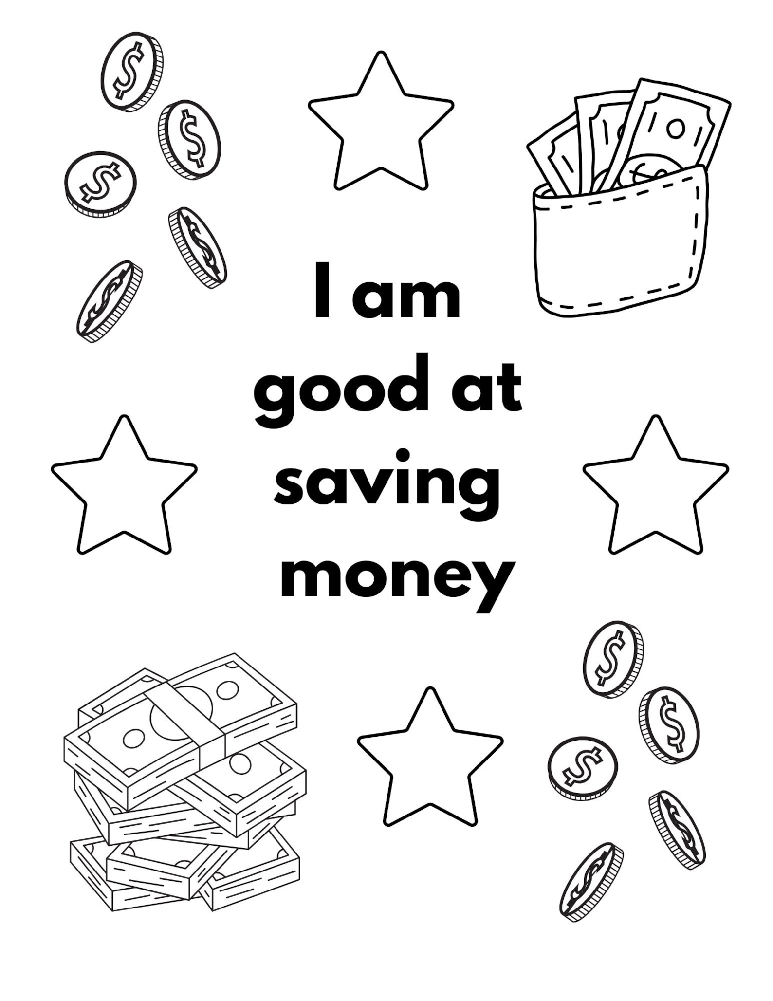 Educational Finance and Money Coloring Pages for Kids. Set of 10 ...