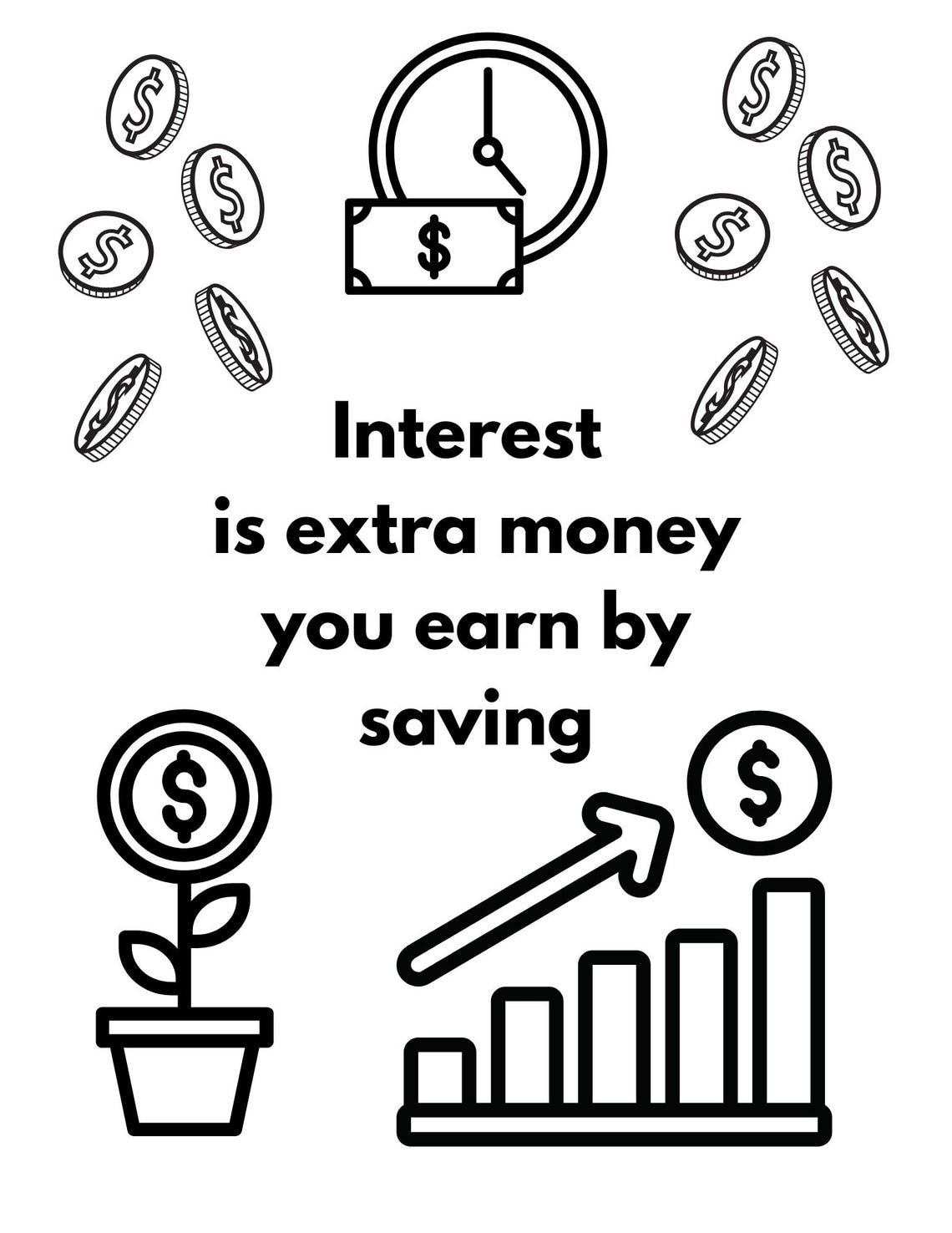 Educational Finance and Money Coloring Pages for Kids. Set of 10 ...