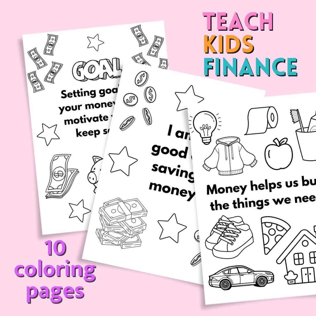 Educational Finance and Money Coloring Pages for Kids. Set of 10 ...