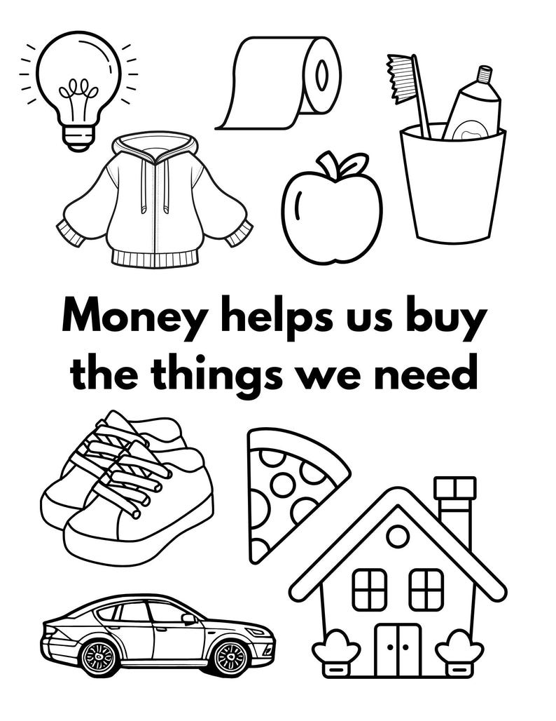 Educational Finance and Money Coloring Pages for Kids. Set of 10 ...