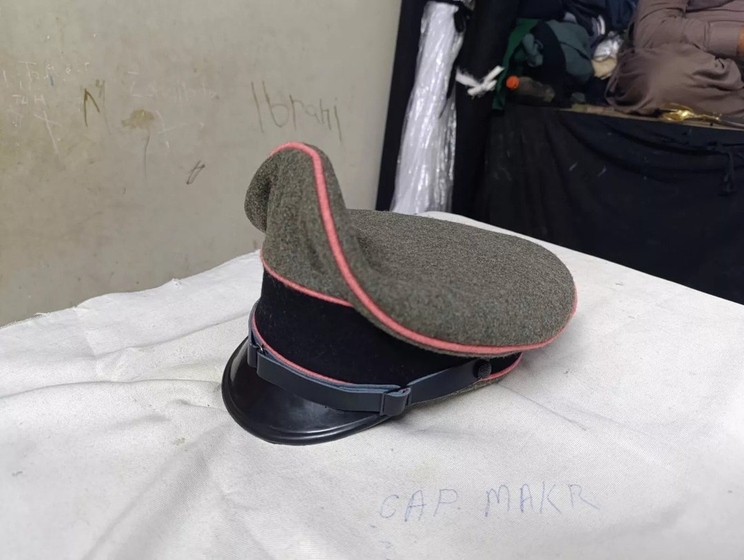 WWII German Waffen SS Panzer Officer Visor Cap With Complete Metal ...