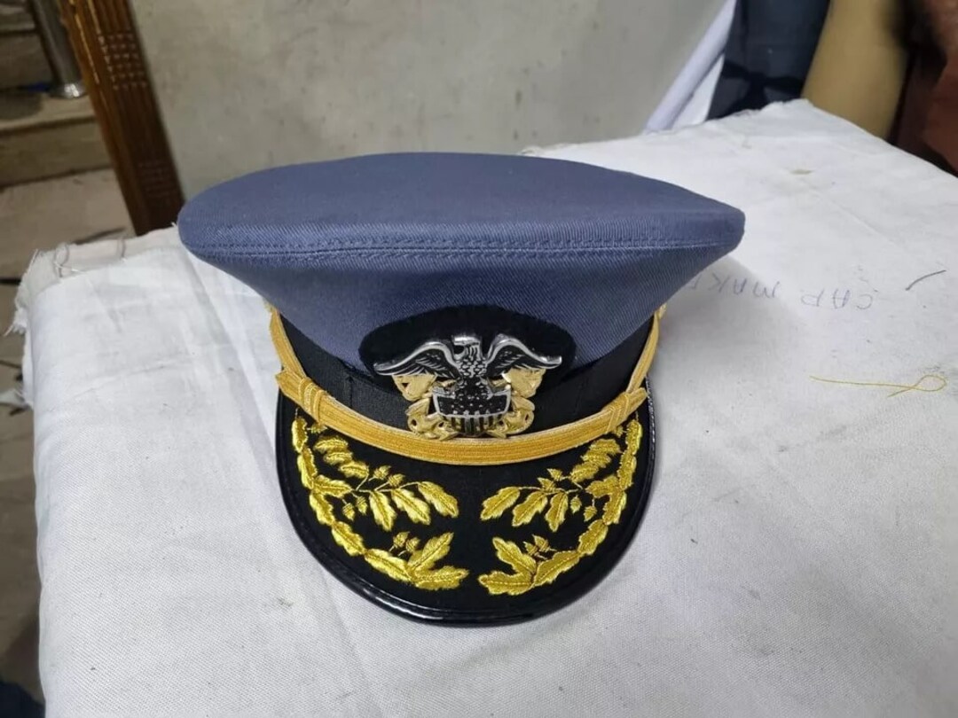 WWII US Navy Visor Commander Cap Admiral Rank Grey Hat Cap, All Sizes ...