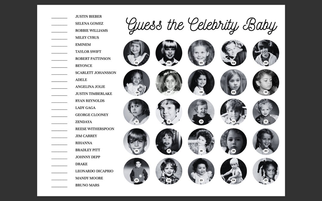 Celebrity Baby Shower Game - Etsy