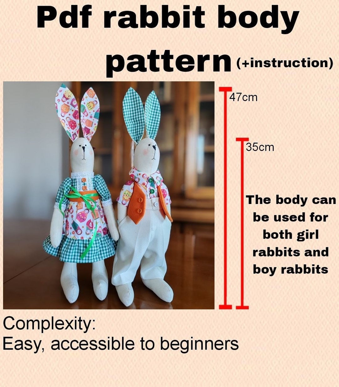 Sewing Pattern Bunny Toy Rabbit Body Hare Tilda Carcass Muster Hase ...