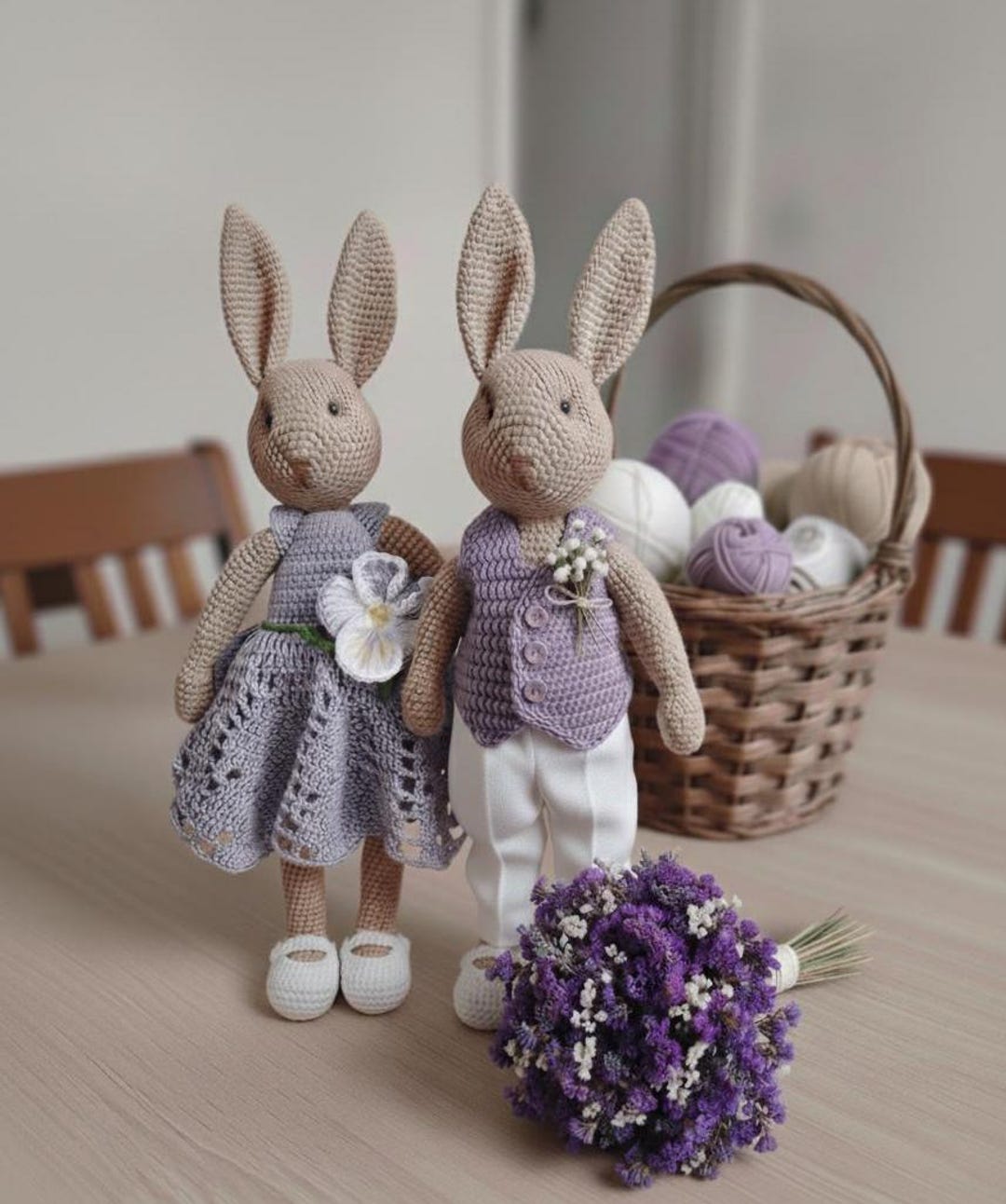 Modèle au crochet pour couple de lapins – 42 cm Lapins amigurumi avec ...