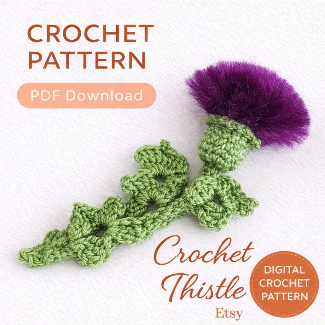 Crochet Thistle Flower Pattern: Voluminous Applique (PDF Pattern) - Etsy