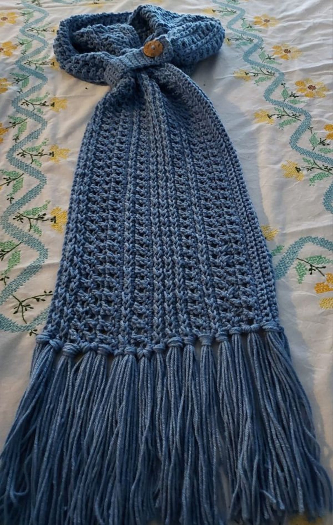 Crochet Buttoned Keyhole Scarf, Winter Crocheted Scarf, Handmade - Etsy