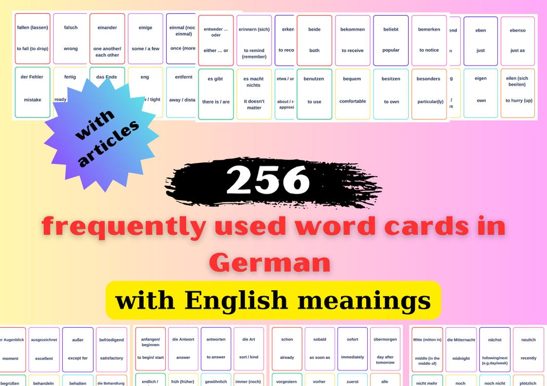Flashcards German Words English Meaning Frequently Used Words Language ...