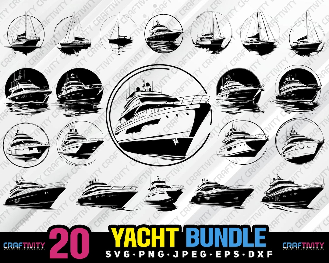 Yacht Vector Bundle, Boat Silhouette (svg, Png, Jpg, Eps, Dxf) - Etsy