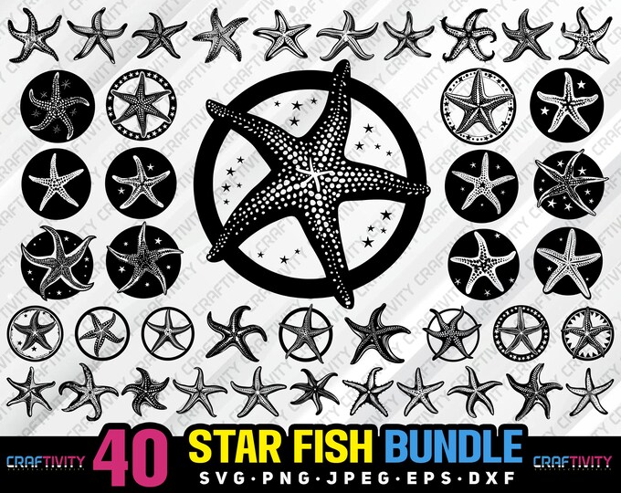 Starfish INSTANT DOWNLOAD Vector .eps, .dxf, .svg .png. Vinyl Cutter ...