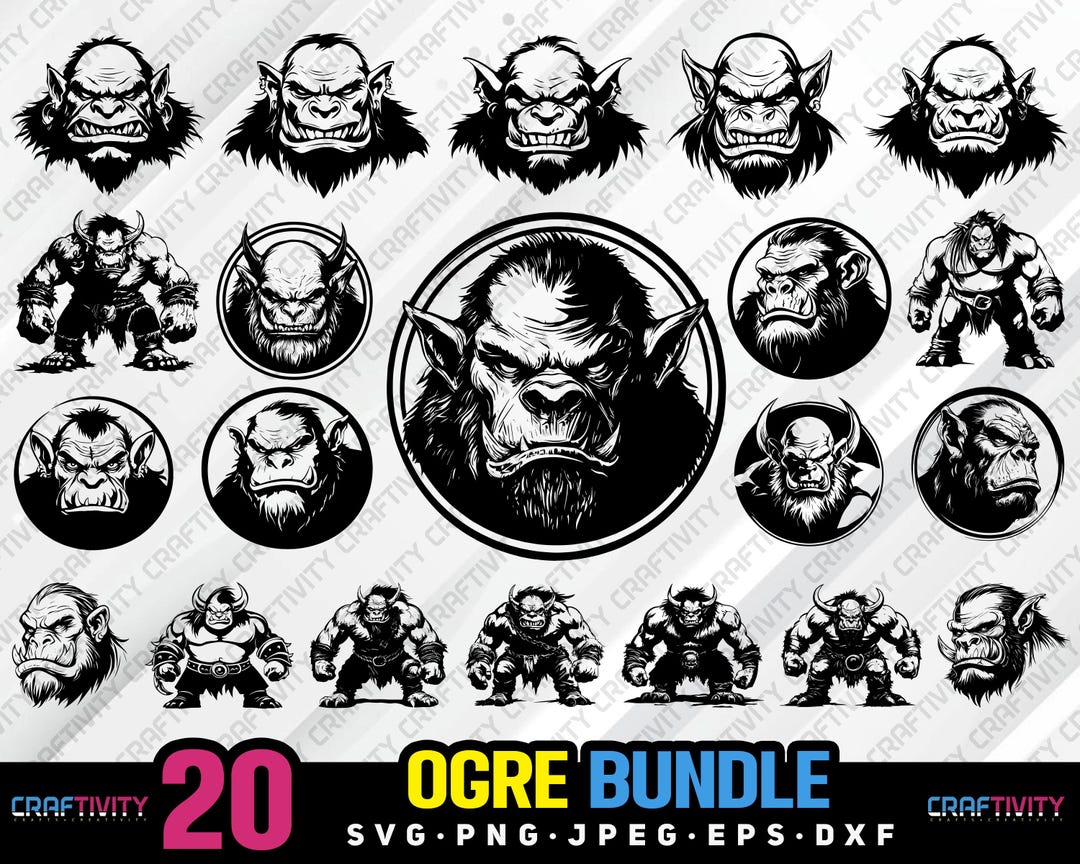 Ogre Bundle Svg Png Jpeg Eps Dxf Engrave Silhouette Clipart Cricut ...