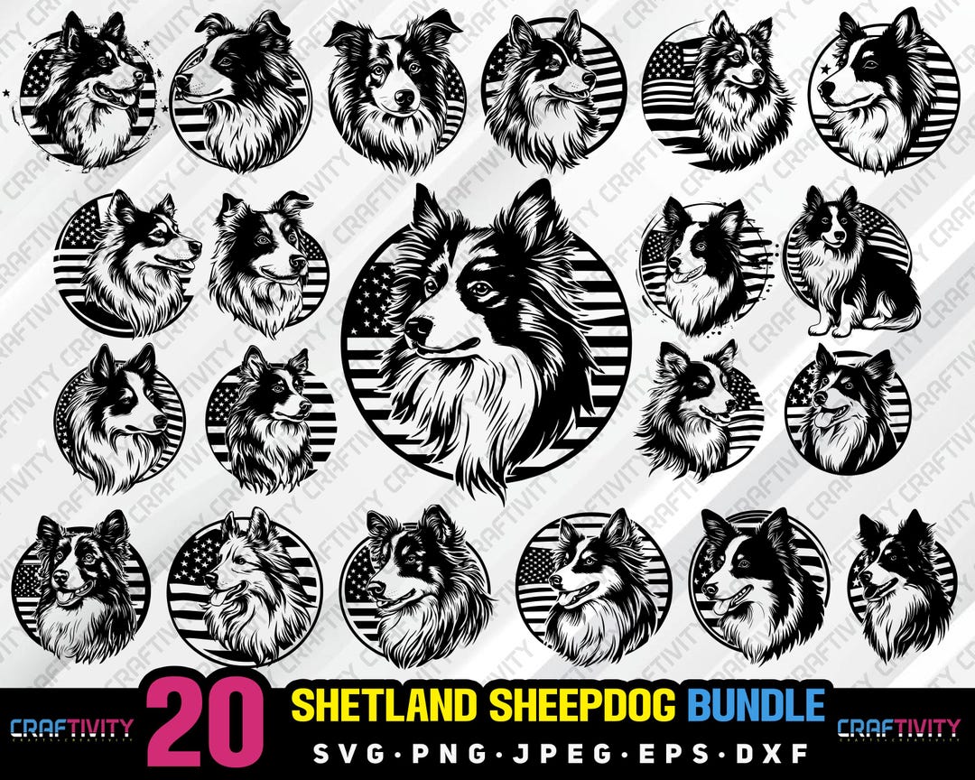 Shetland Sheepdog SVG Bundle: USA Flag Clipart (digital Download) - Etsy