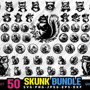 Skunk Bundle Svg Png Jpeg Eps Dxf Bundle Silhouette Clipart Cricut ...