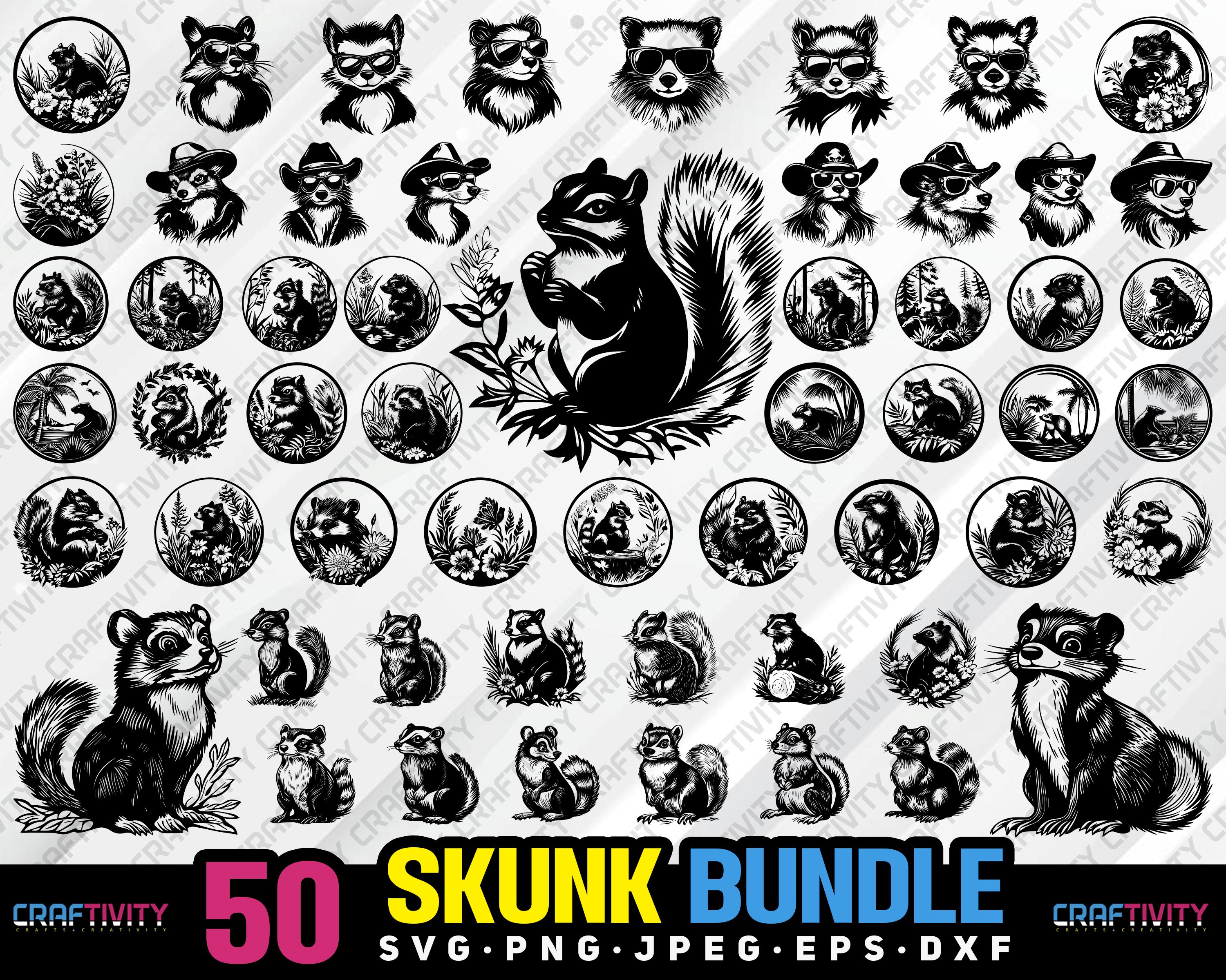 Skunk Bundle Svg Png Jpeg Eps Dxf Bundle Silhouette Clipart Cricut ...