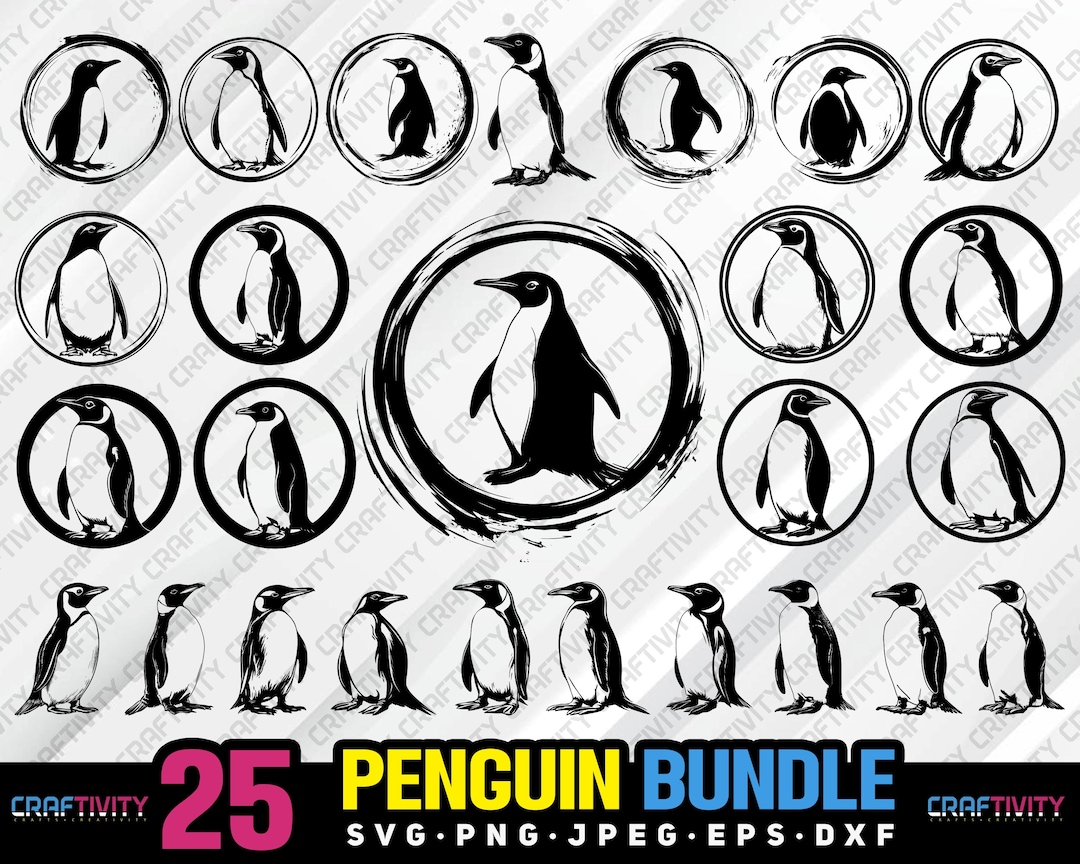 Penguin Bundle Svg Png Jpeg Eps Dxf Engrave Silhouette Clipart Cricut ...