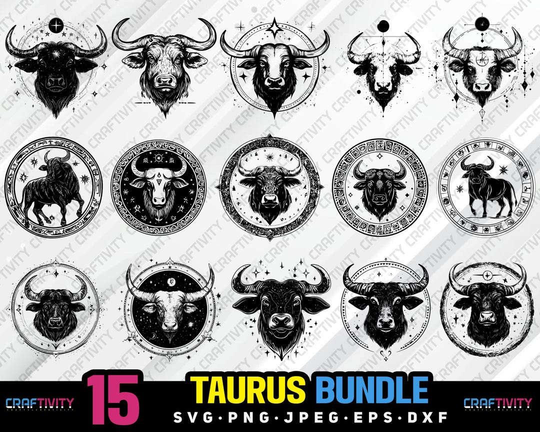Taurus Bundle Svg Png Jpeg Eps Dxf Engrave Silhouette Clipart Cricut ...