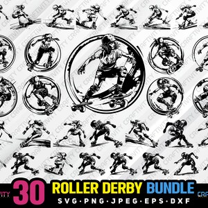 Roller Derby Bundle Svg Png Jpeg Eps Dxf Bundle Silhouette Clipart ...