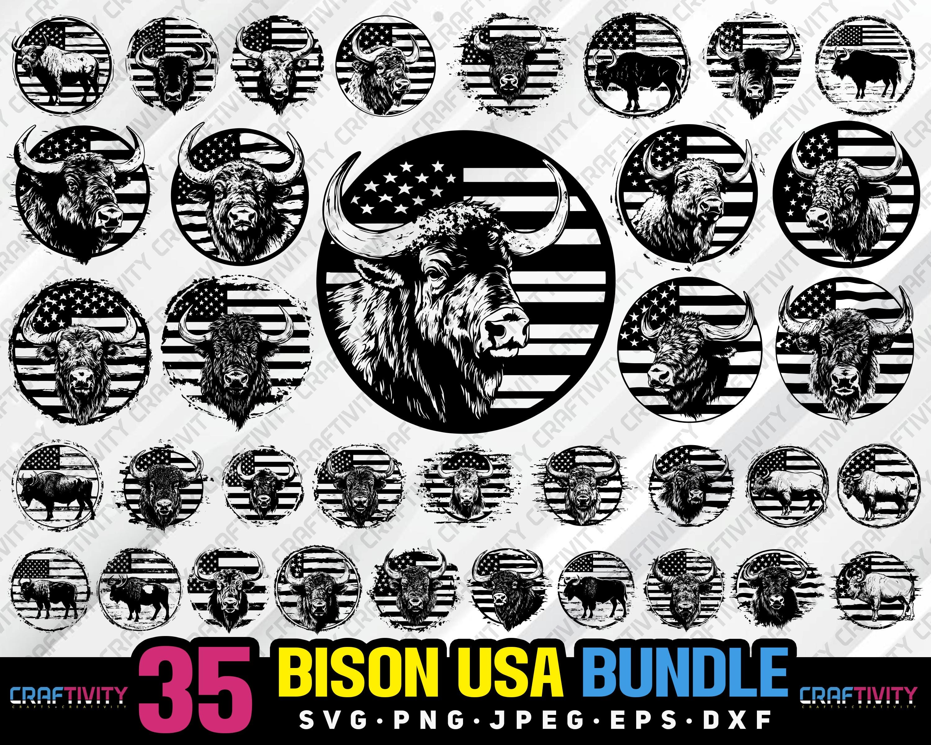 Bison USA Flag SVG Bundle: Vector Clipart (digital Download) - Etsy