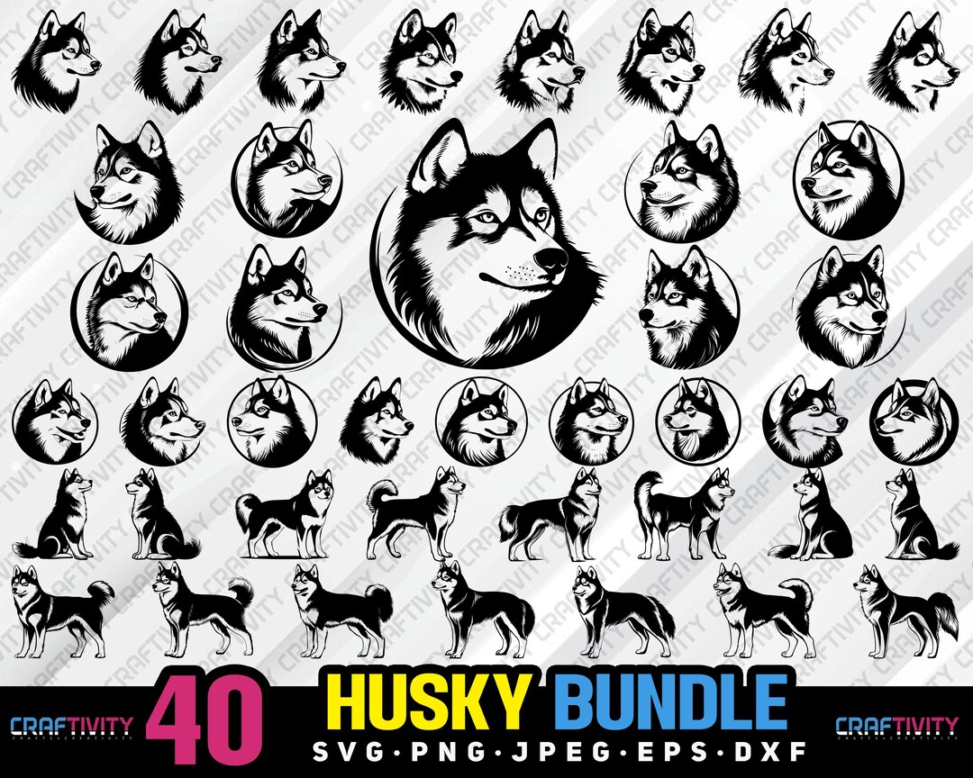 Husky Bundle Svg Png Jpeg Eps Dxf Bundle Silhouette Clipart Cricut ...