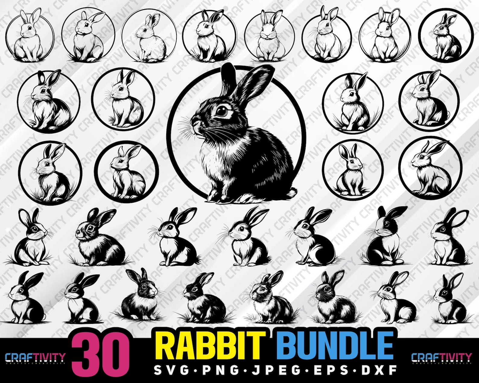 Rabbit Clipart Vector Bundle, Farm Animal SVG (digital Download) - Etsy ...