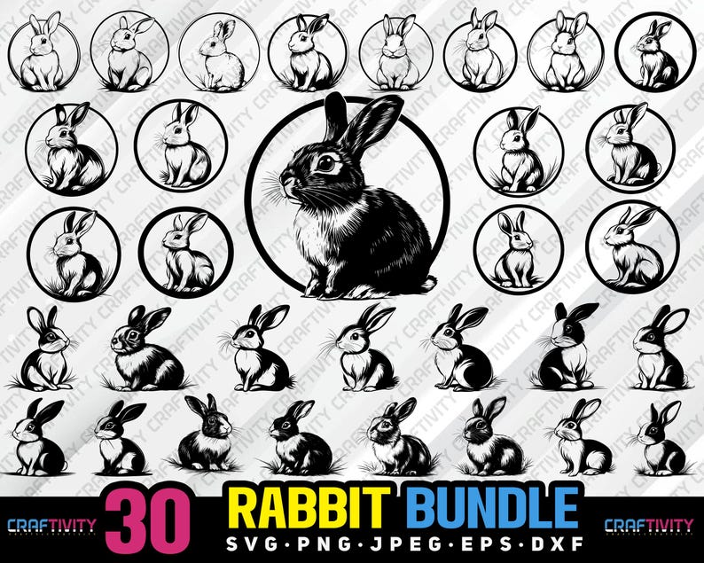 Rabbit Clipart Vector Bundle, Farm Animal SVG (digital Download) - Etsy