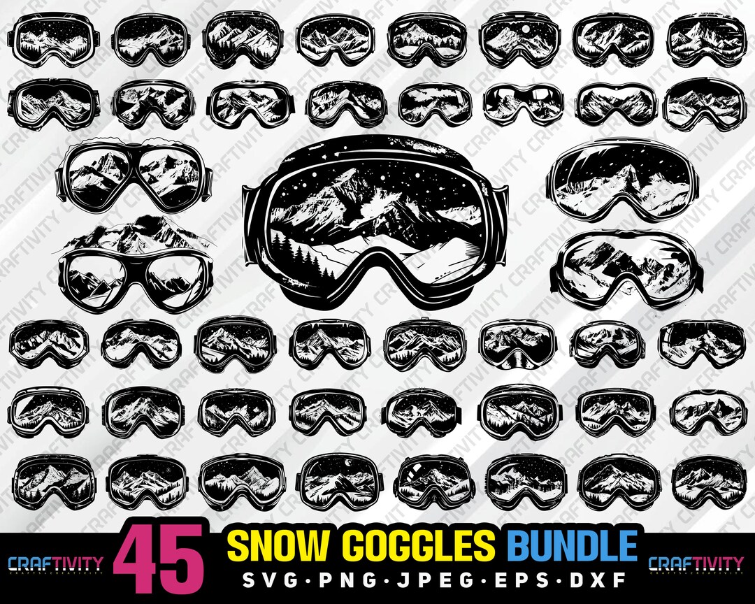 Snow Goggles Bundle Svg Png Jpeg Eps Dxf Bundle Silhouette Clipart ...