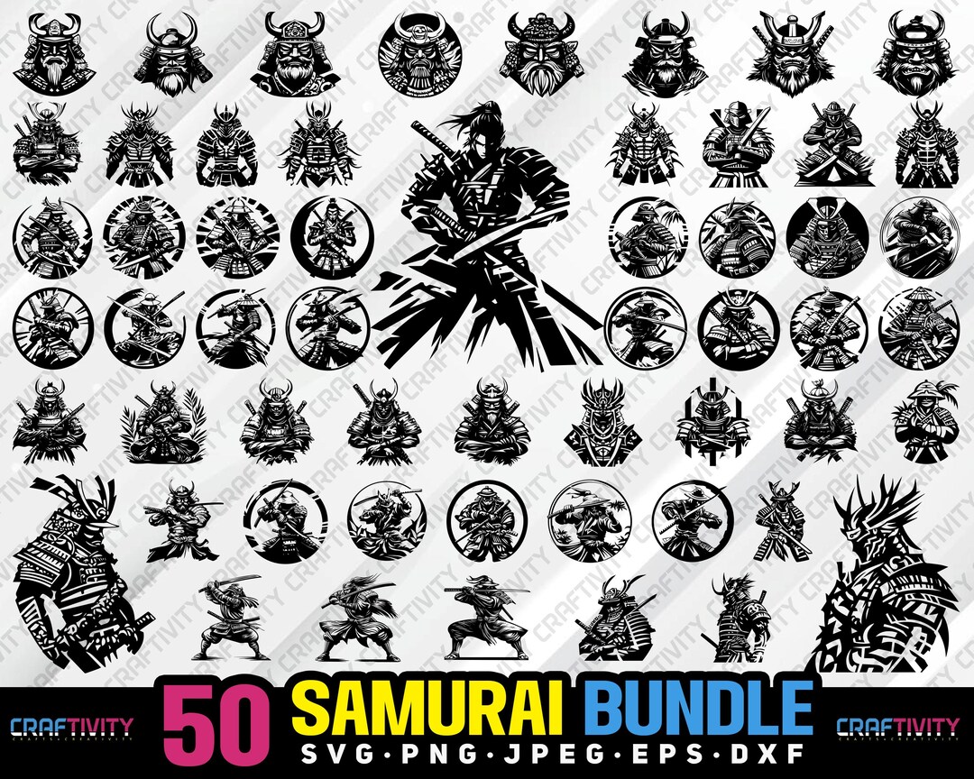 Samurai Bundle Svg Png Jpeg Eps Dxf Bundle Silhouette Clipart Cricut ...