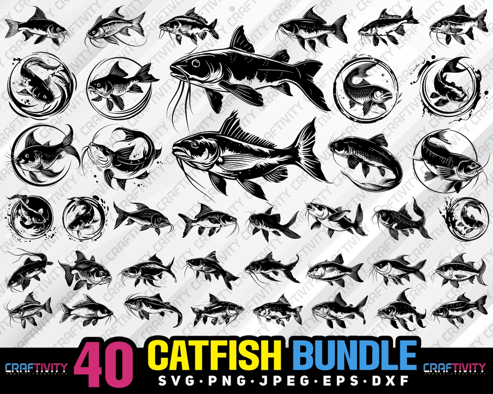 Catfish Clipart Bundle (svg, Png, Jpg, Eps, Dxf) (digital Download) - Etsy