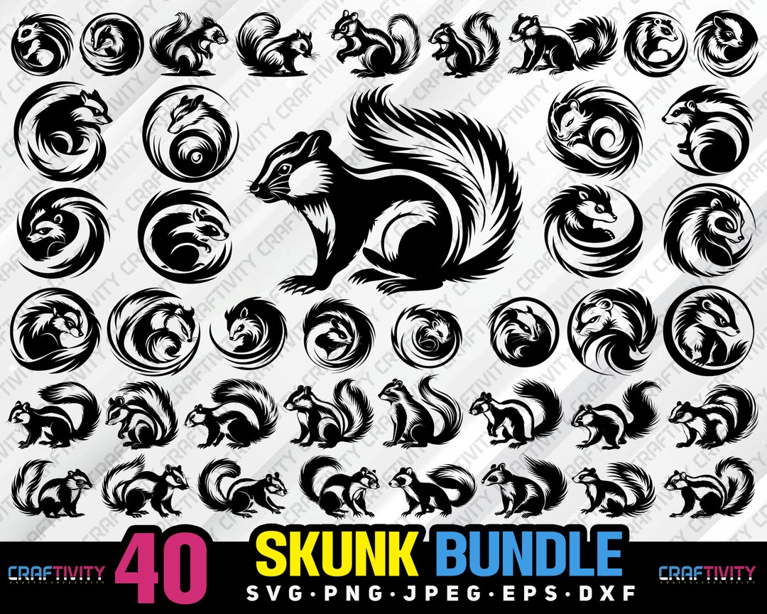 Skunk Bundle Svg Png Jpeg Eps Dxf Bundle Silhouette Clipart Cricut ...